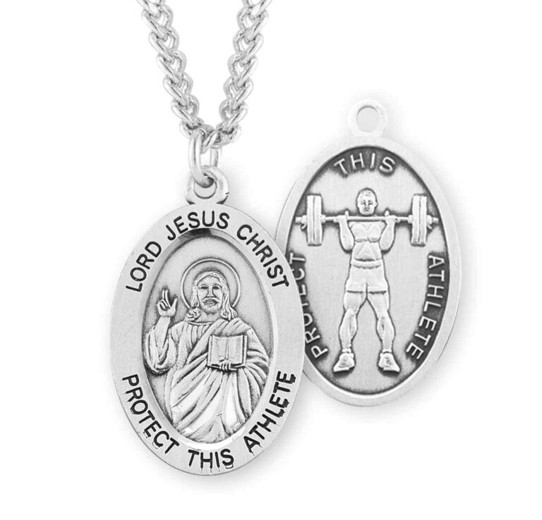Lord Jesus Christ – Male Weight Lifting – Oval – Patron Saint Medal ...